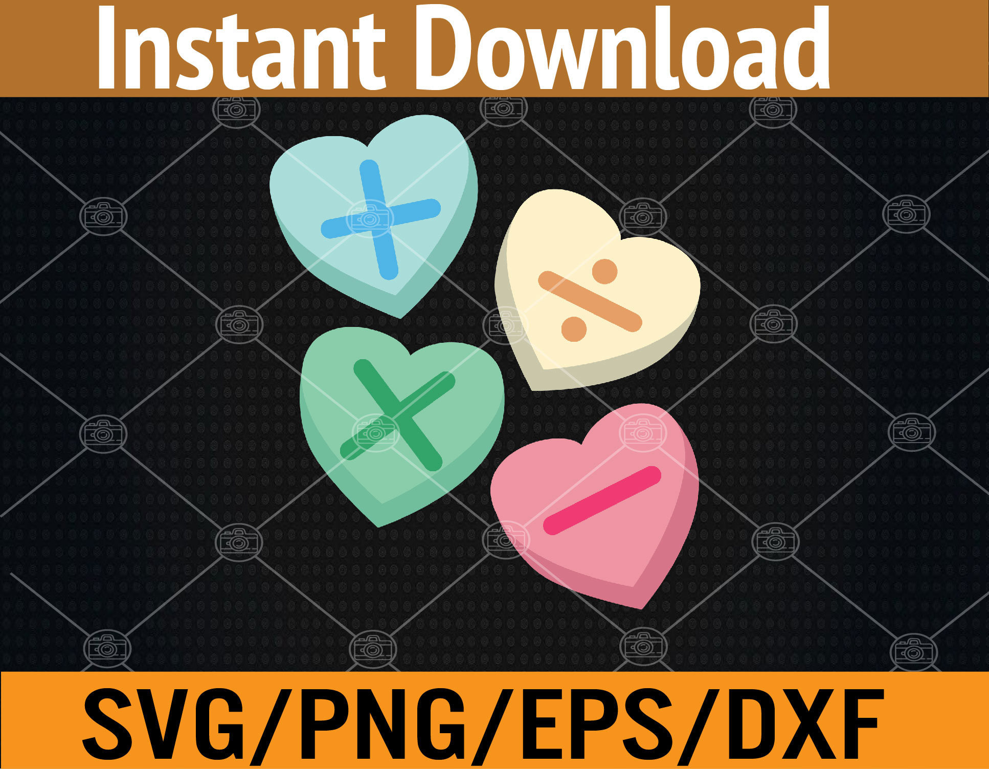 Valentine's Day Hearts with Math Symbols Svg, Eps, Png, Dxf, - Inspire ...