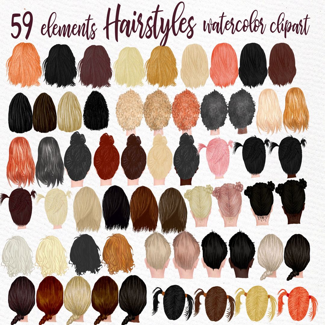 Hairstyles clipart: "KIDS CLIPART" Custom hairstyles Girls h | Inspire ...