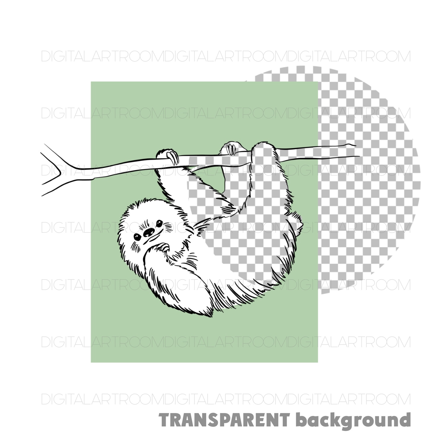 Linear drawing of Sloth Png file Sublimation design Clipart | Inspire ...