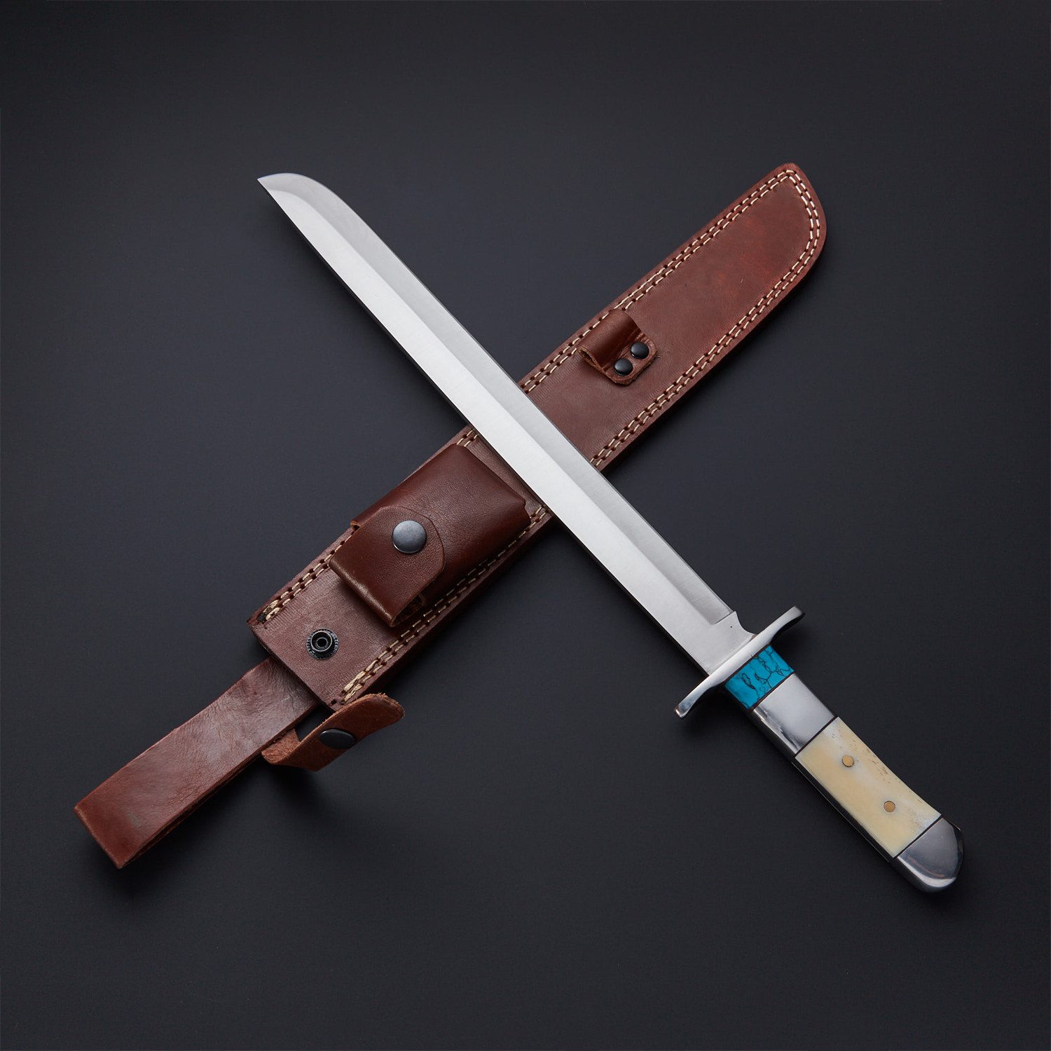 custom handmade d2 steel bowie hunting swords with leather s | Inspire ...