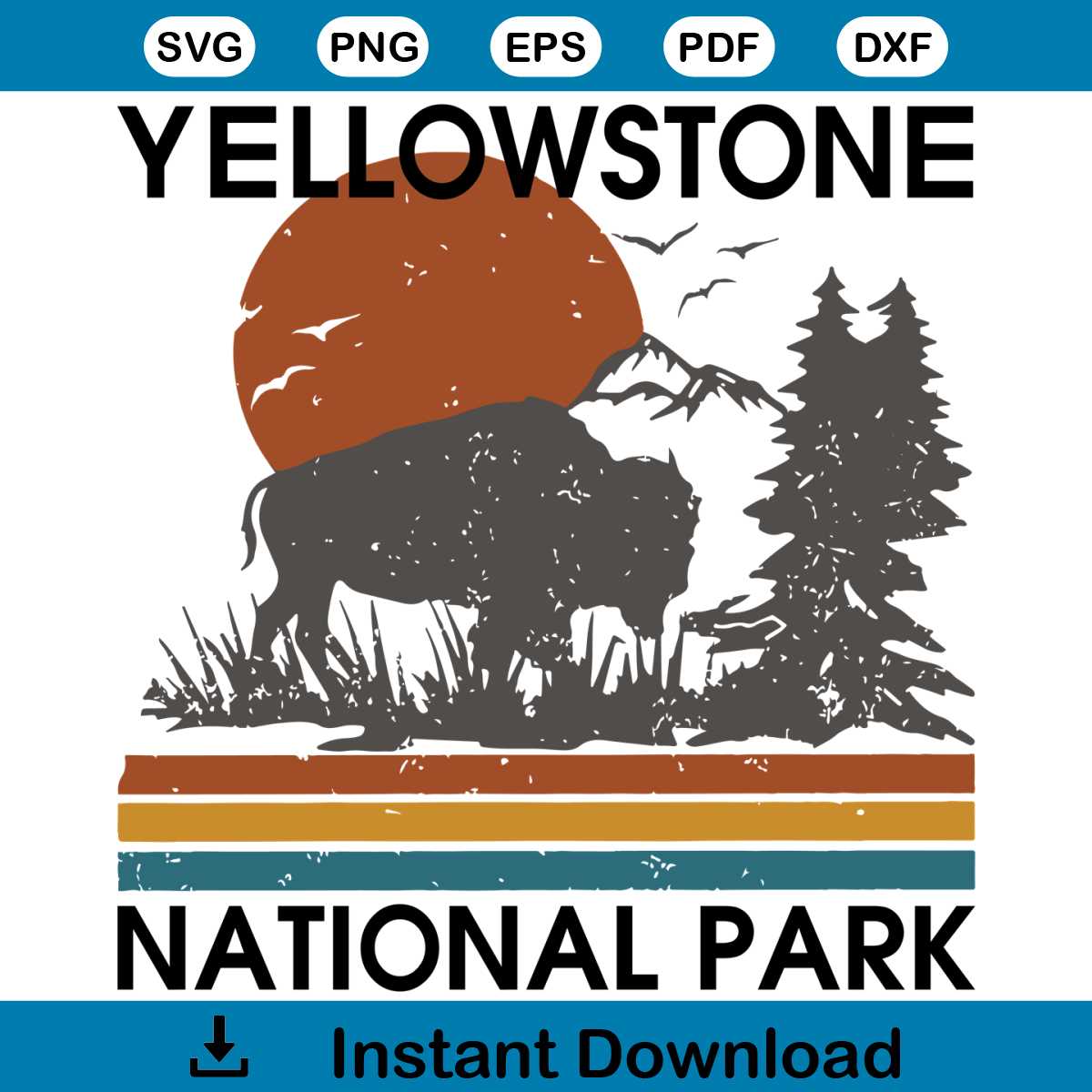 Yellowstone National Park SVG Yellowstone Buffalo SVG Cuttin | Inspire ...