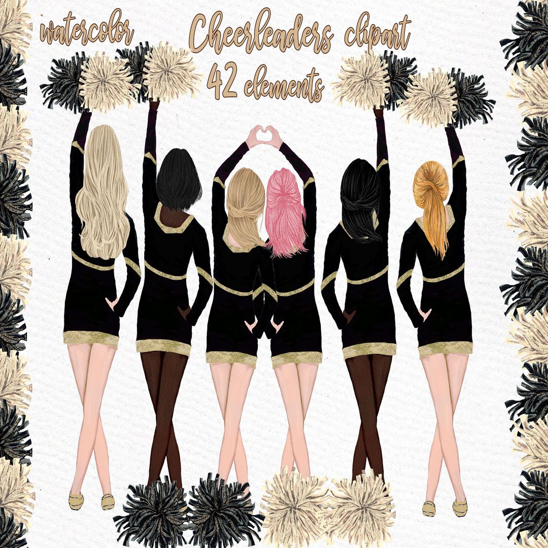 Cheerleaders Clipart: "GIRLS CLIPART" Watercolor Girls Best | Inspire ...