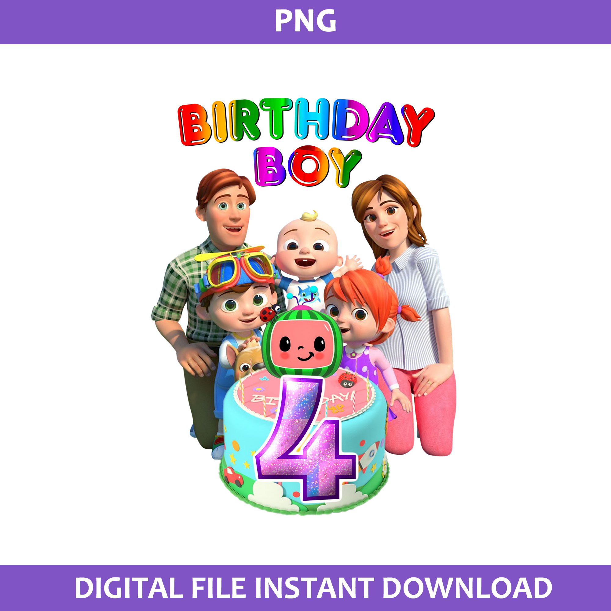 4th Birthday Boy Cocomelon Png, Cocomelon Birthday Boy Png, | Inspire ...