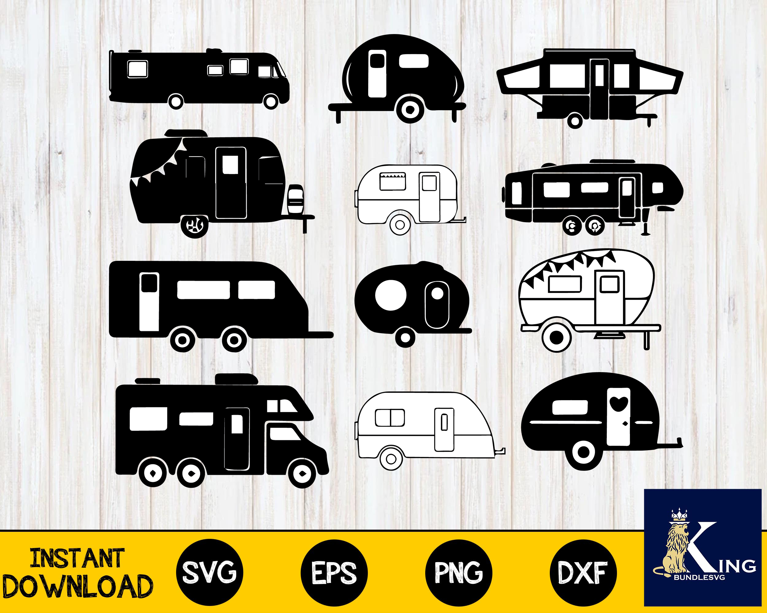 Camper Bundle svg, Camping svg eps png, for Cricut, Silhouet | Inspire ...