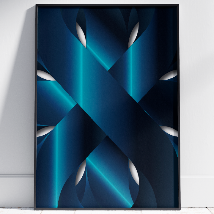 Blue Abstract Wall Art Blue Ornament Painting by Stainles | Inspire Uplift