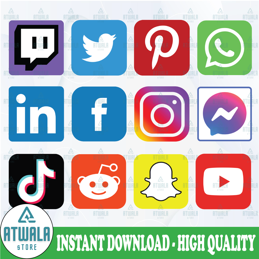Social Media Network Icons 12 Logos | Facebook | Messanger | | Inspire ...