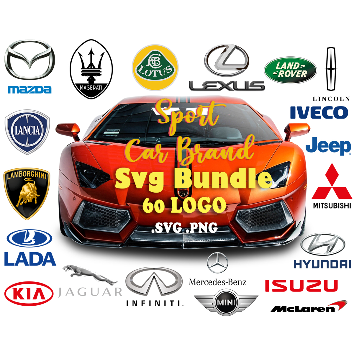 60 Logo Sport Car Brand SVG Bundle | Inspire Uplift