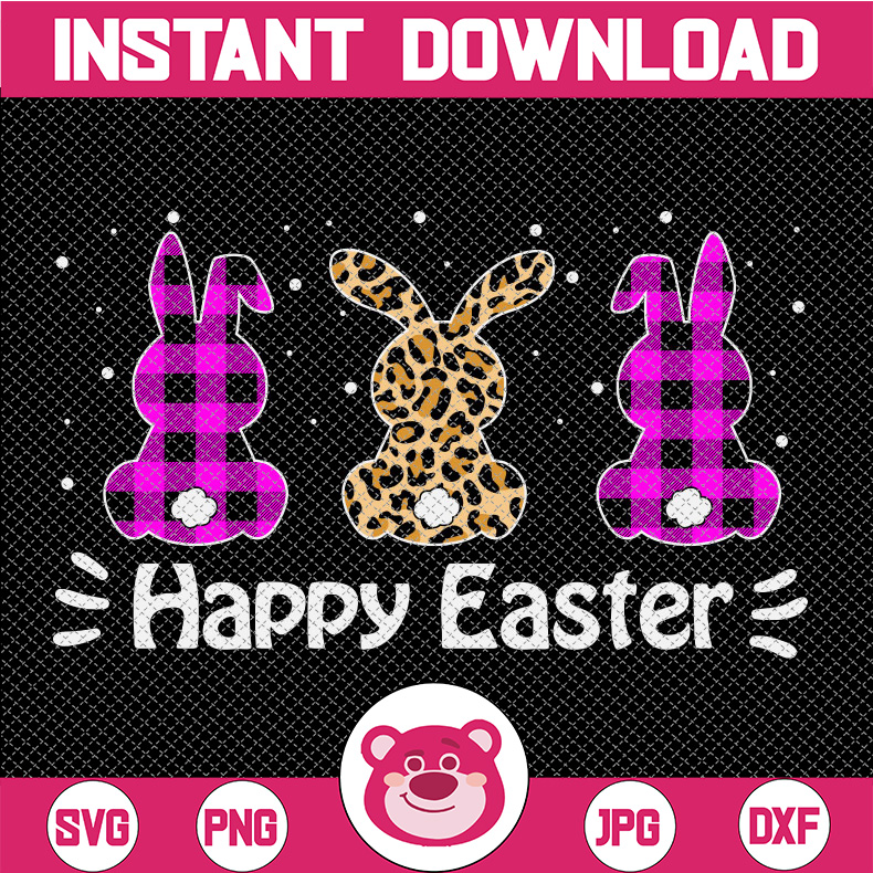 Buffalo plaid cheetah, Happy easter bunny PNG, Easter bunnie | Inspire ...