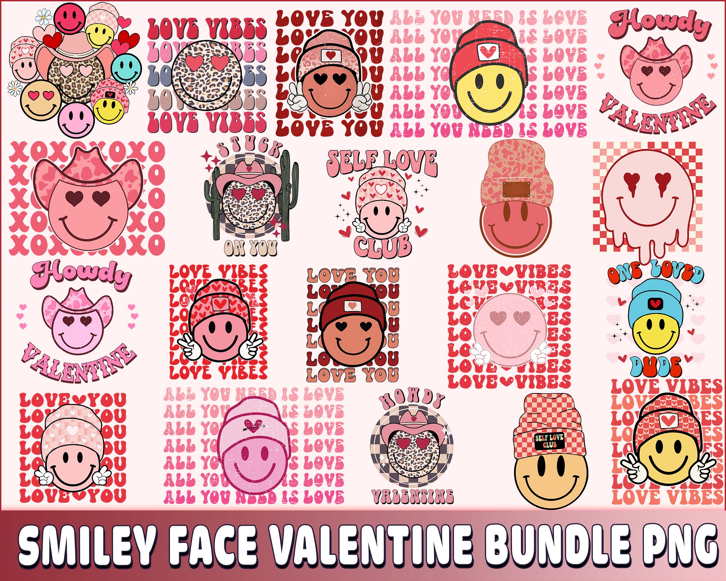 Smiley Face valentine PNG , Smiley Face valentine bundle PNG | Inspire ...