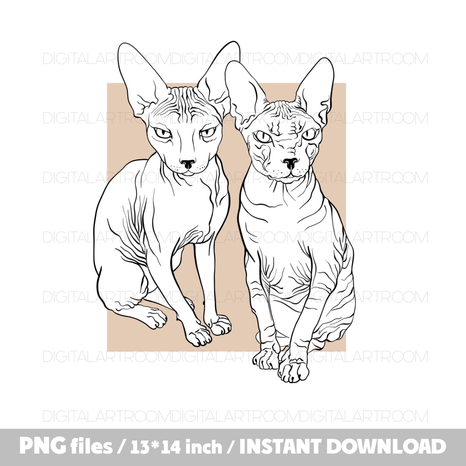 Linear drawing of Sphinx Cats Png file Sublimation design Cl | Inspire ...
