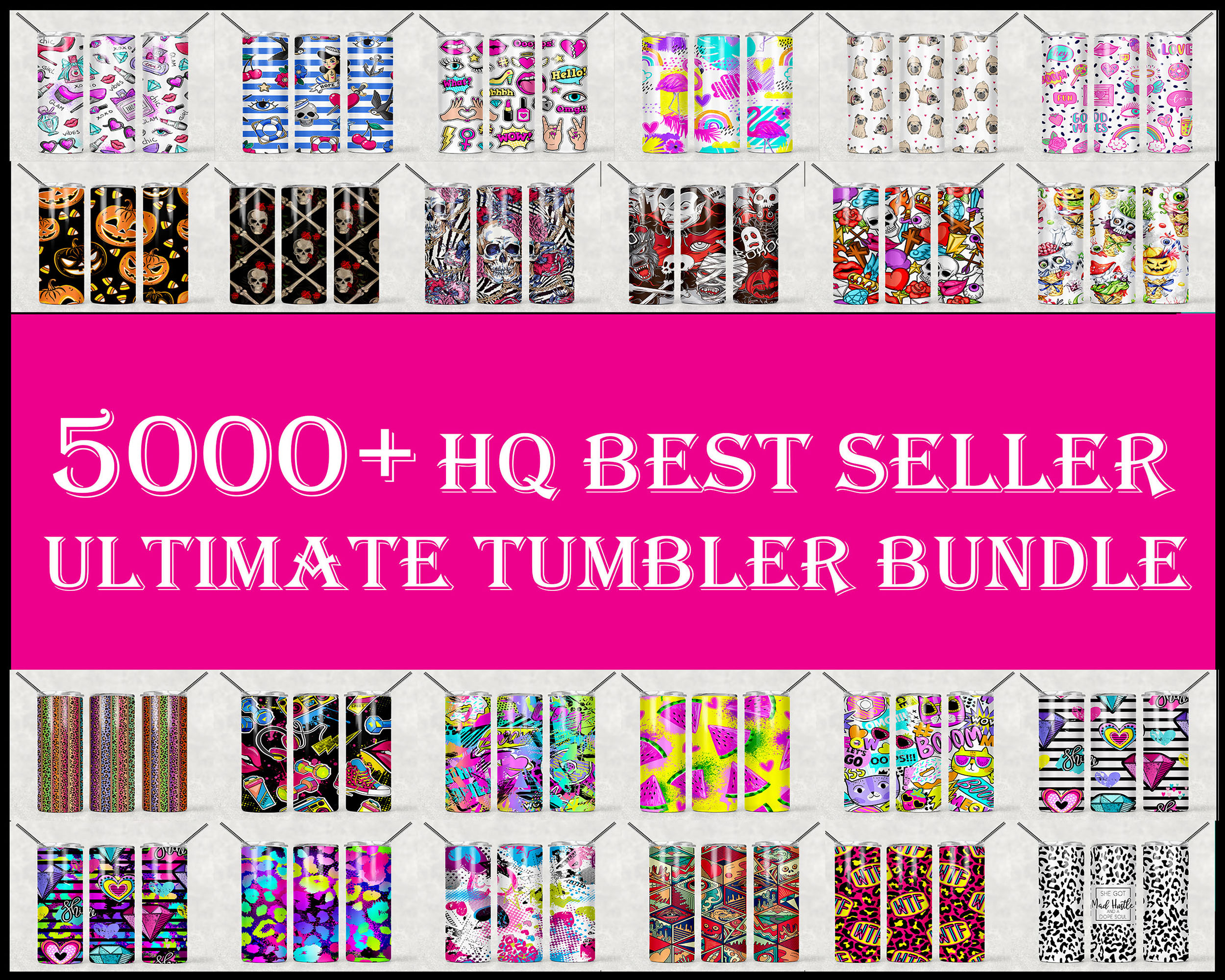 5000 file Tumbler Designs Bundle PNG High Quality, Designs 2 | Inspire ...