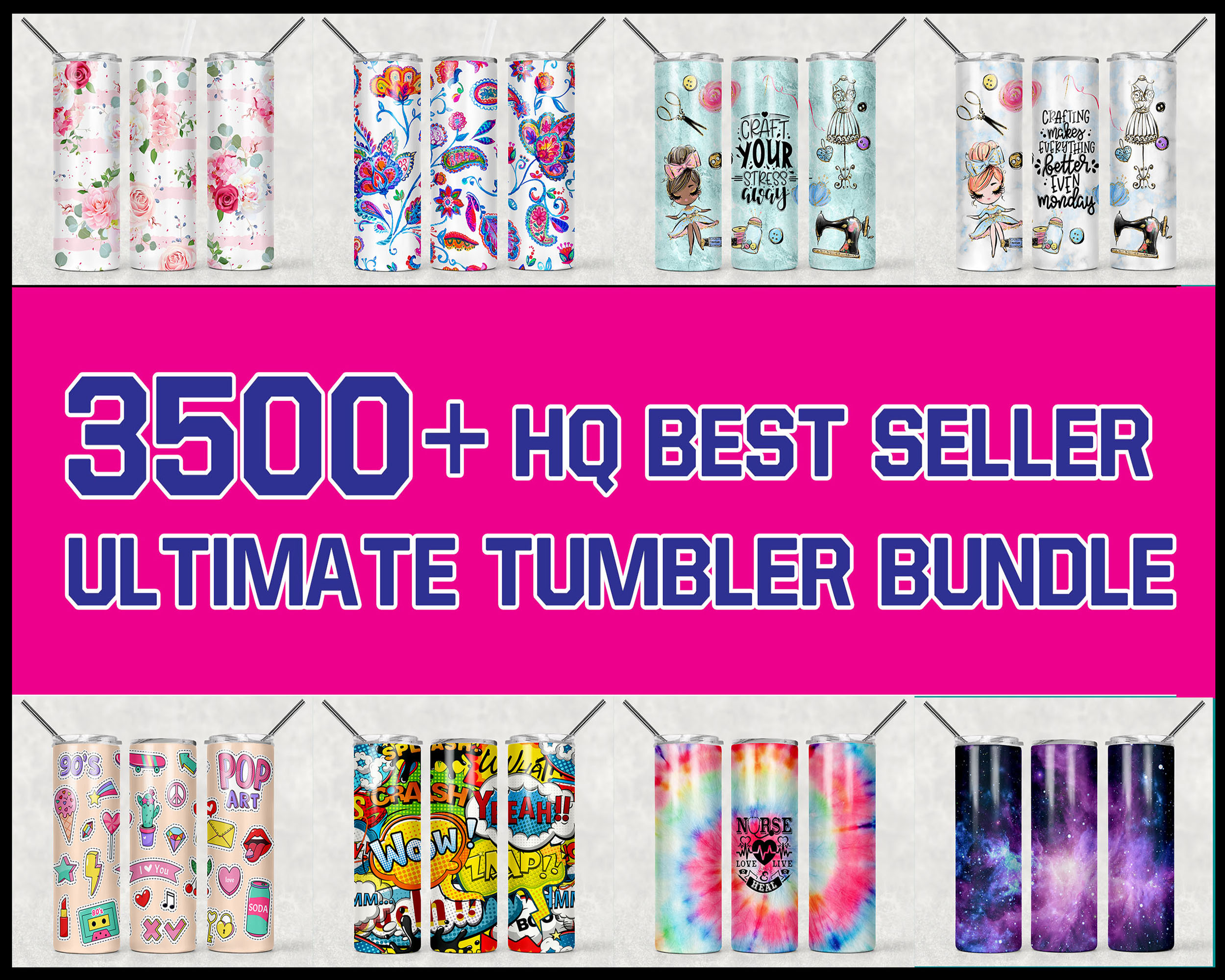 3500 file Tumbler Designs Bundle PNG High Quality, Designs 2 | Inspire ...