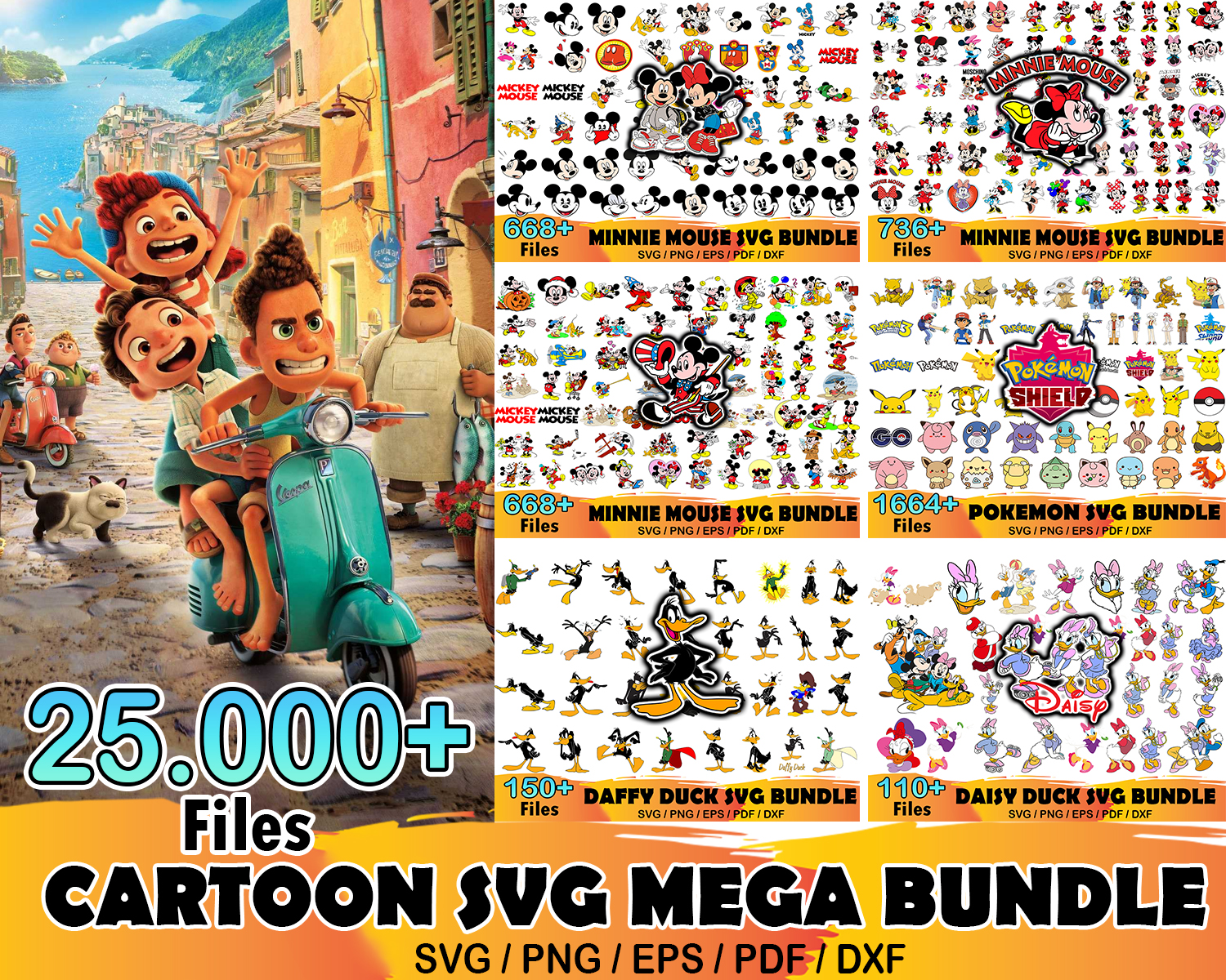 25000 Cartoon Bundle Svg, Disney Svg, Princess Svg, Disney G | Inspire ...