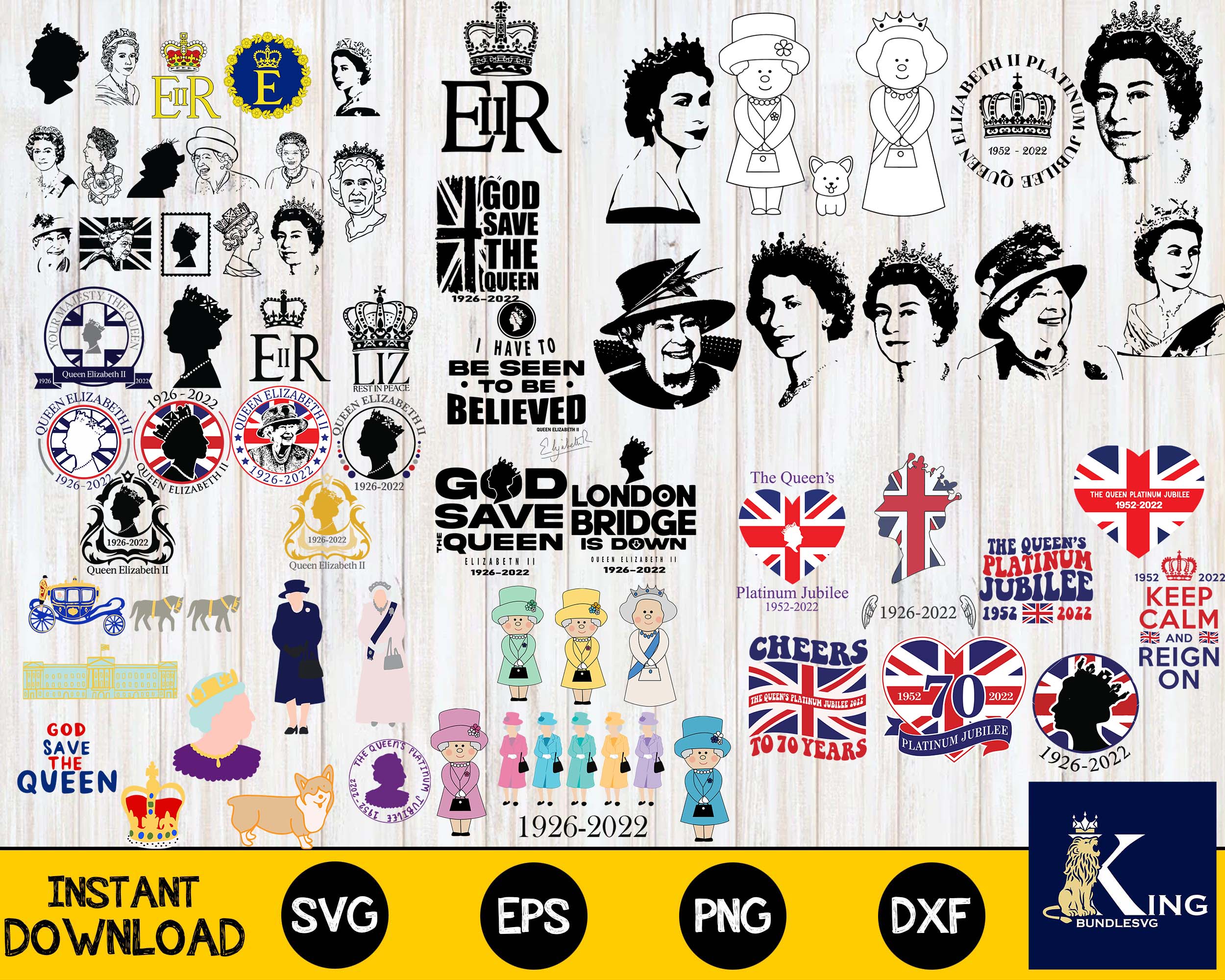 Ultimate bundle Queen Elizabeth II svg, Mega Bundle Elizabet - Inspire ...