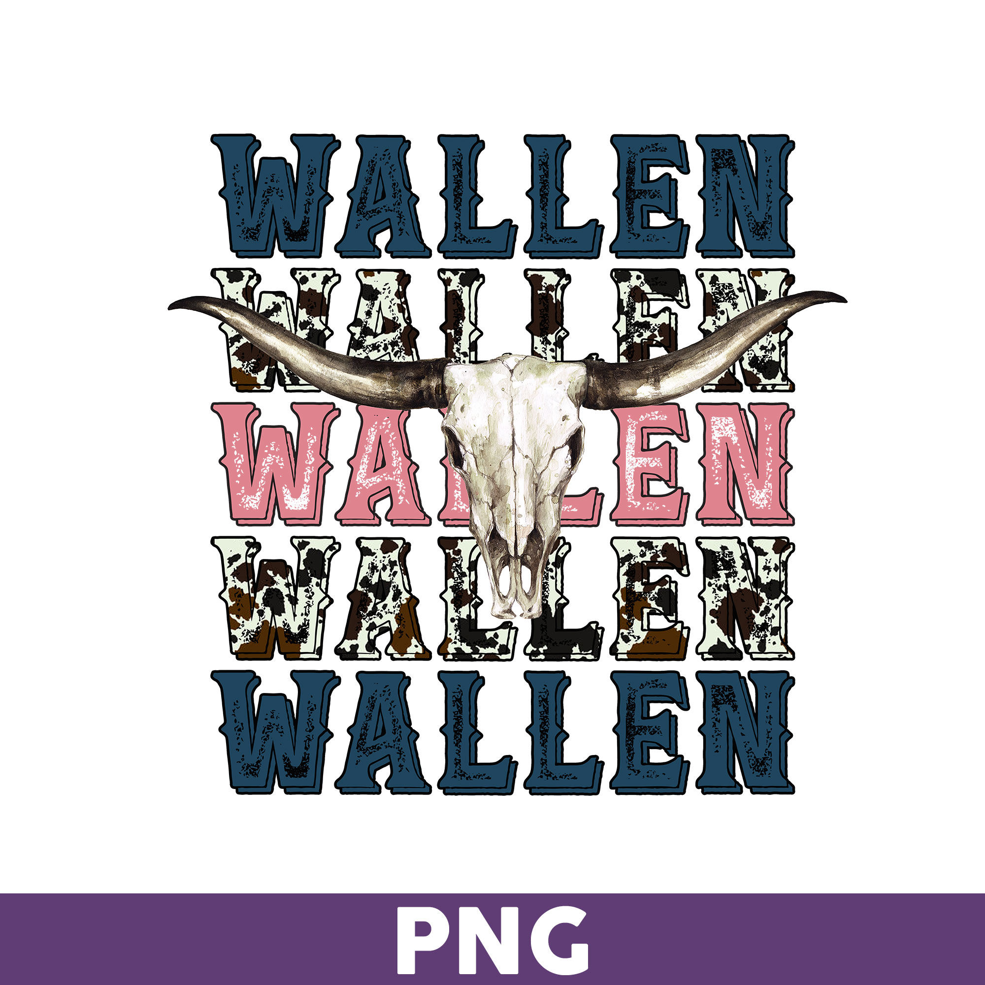 Retro Wallen Bull Skull Png, Country Western Png, Cowboy Des | Inspire ...
