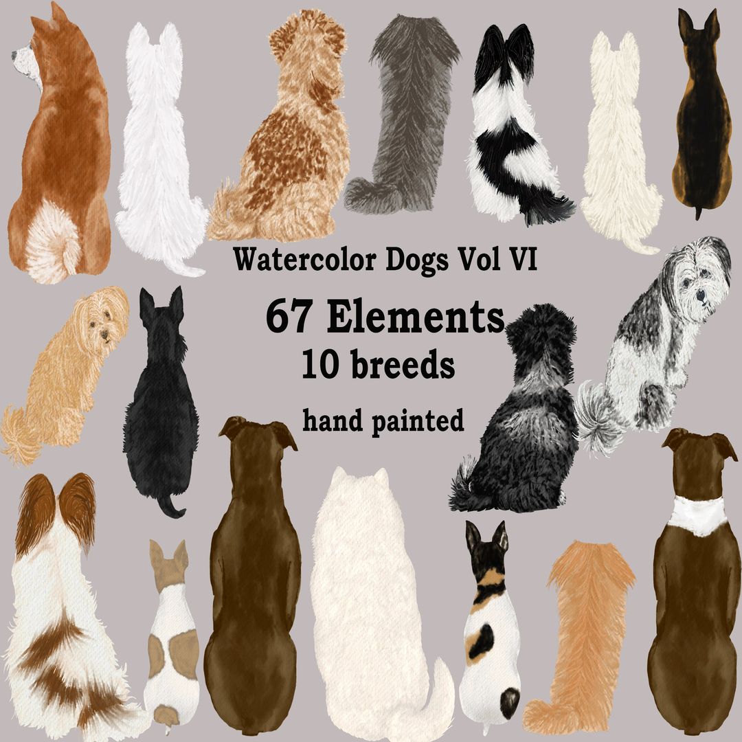 Dog Clipart: "WATERCOLOR DOGS" Dog breeds Pet clipart Puppie - Inspire ...