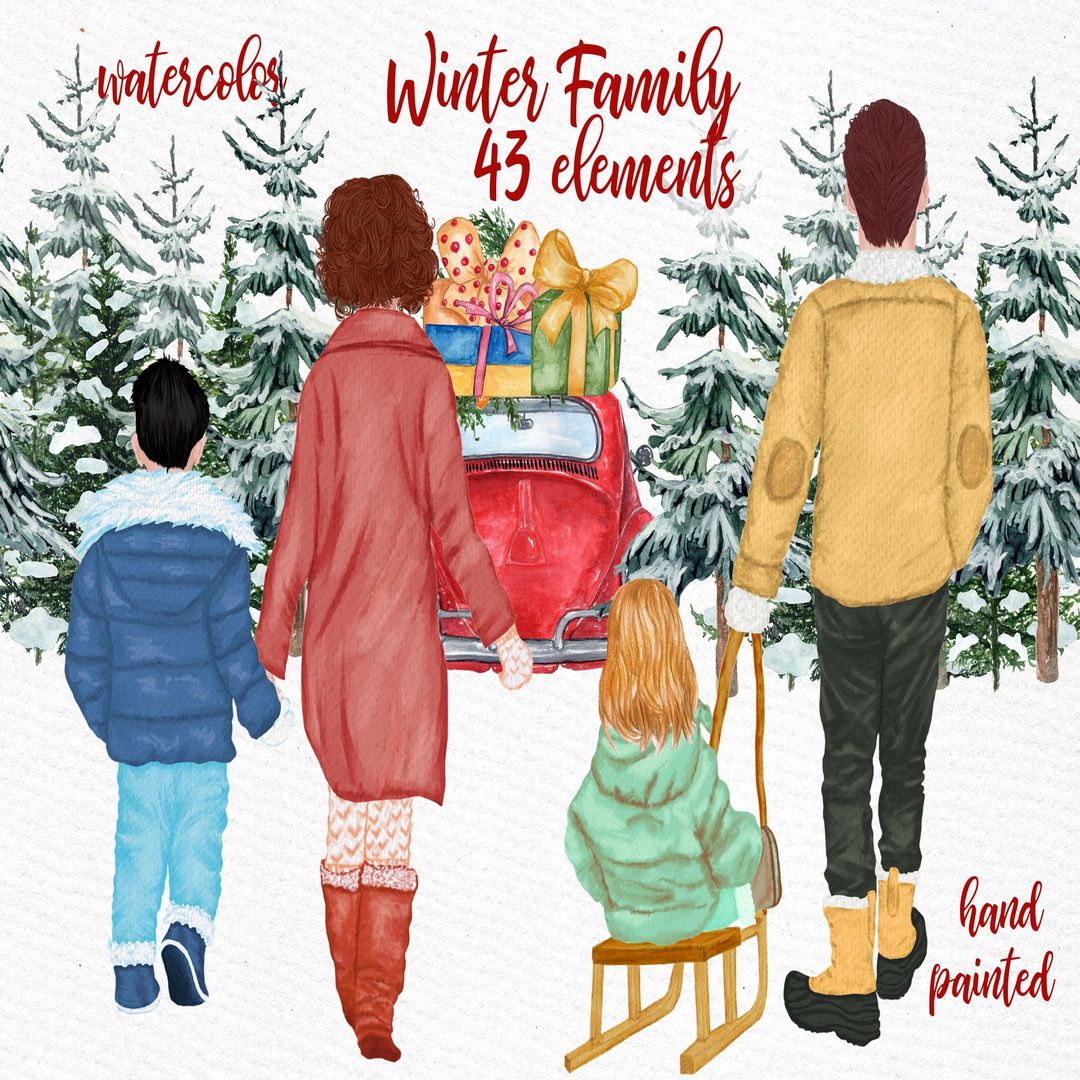 Christmas clipart: "FAMILY CLIPART" Winter family Christmas | Inspire ...