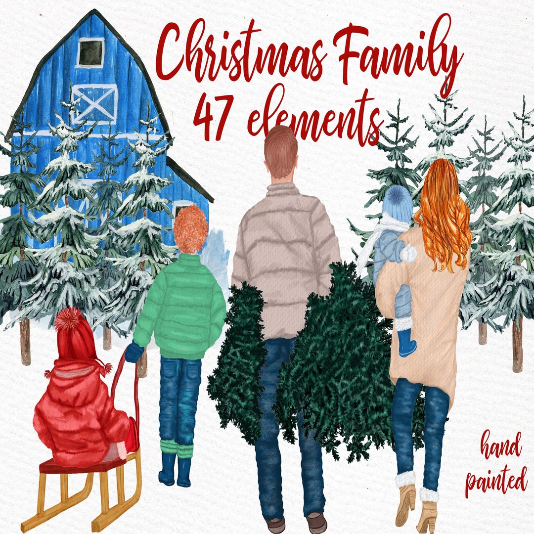 Christmas clipart: "FAMILY CLIPART" Winter family Christmas | Inspire ...