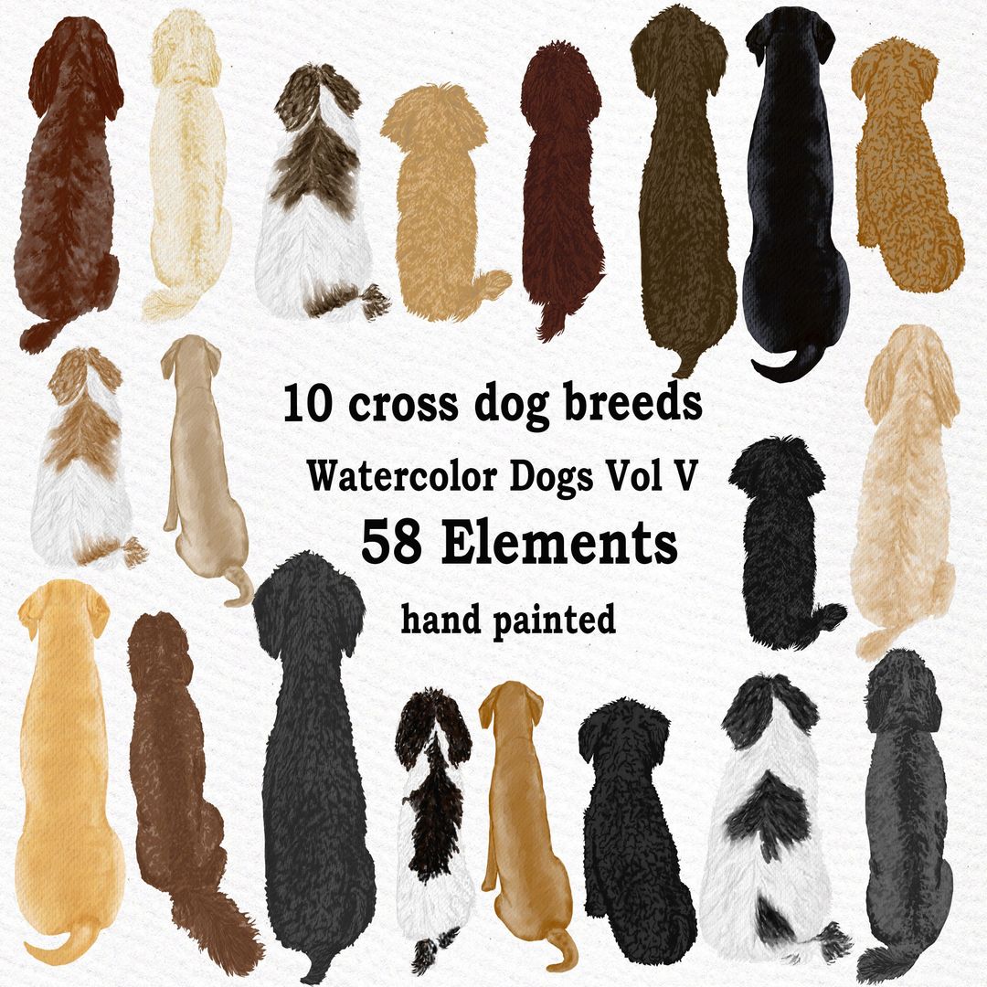 Dog Clipart: "WATERCOLOR DOGS" Cross Dog breeds Pet clipart - Inspire ...
