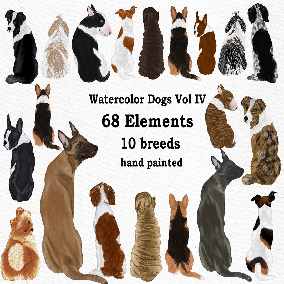Dog Clipart: "WATERCOLOR DOGS" Dog breeds Pet clipart Puppie - Inspire ...