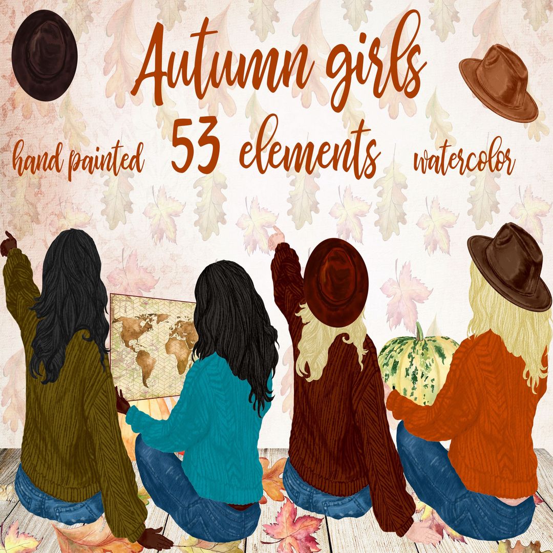 Autumn clipart: "GIRLS CLIPART" Best Friends Fall clipart Gi - Inspire ...