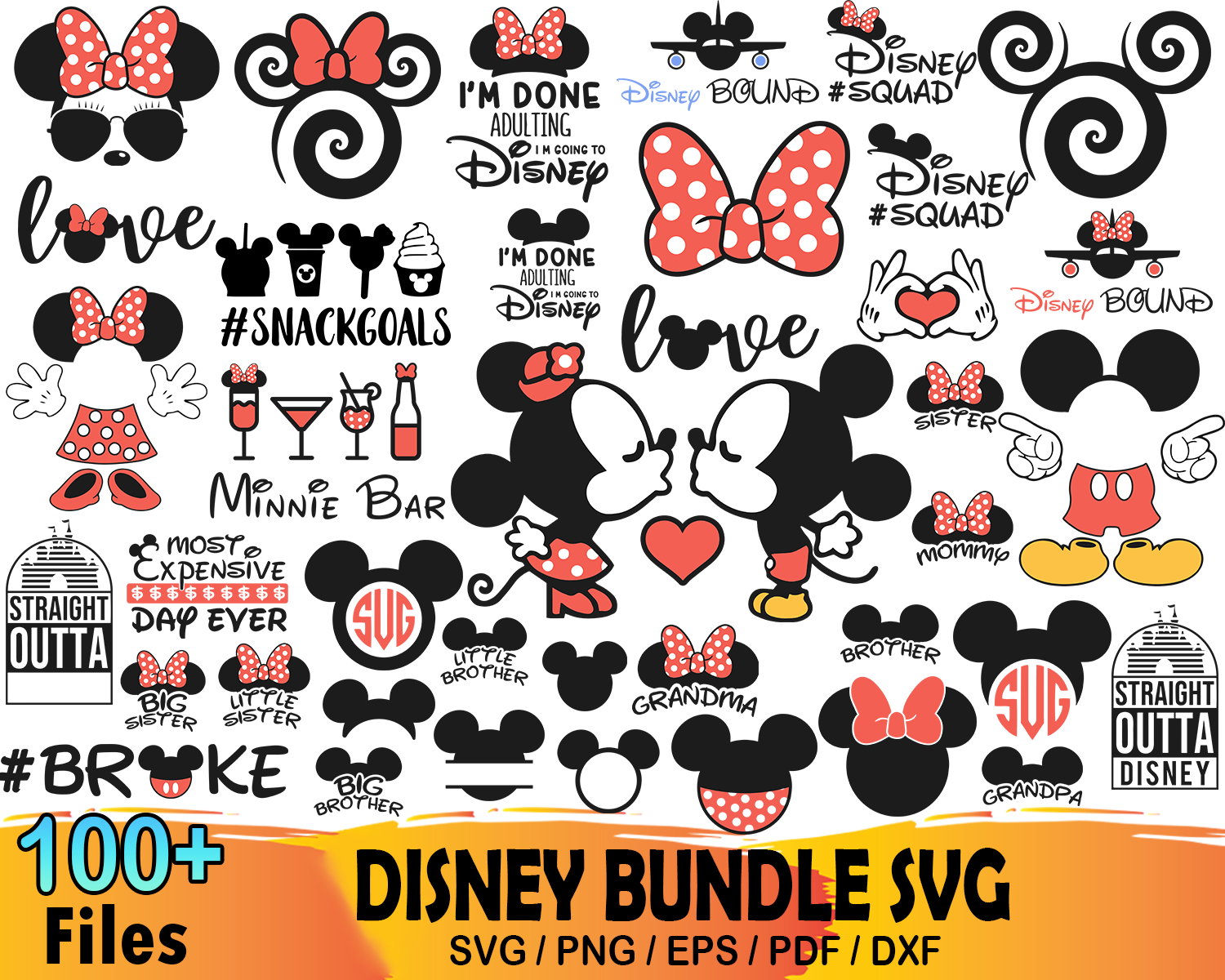 100 Disney Bundle Svg, Disney Svg, Mickey Svg, Minnie Svg | Inspire Uplift