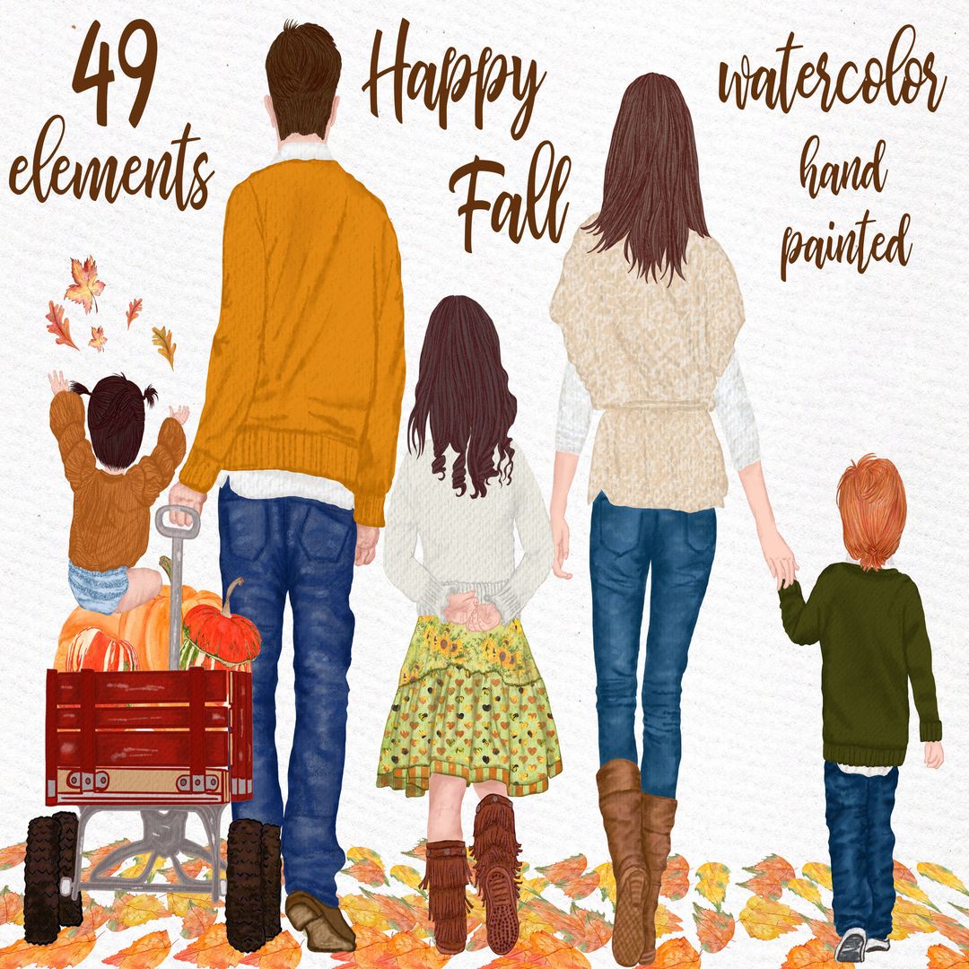 Fall clipart: "FAMILY CLIPART" Parents with kids Thanksgivin | Inspire ...