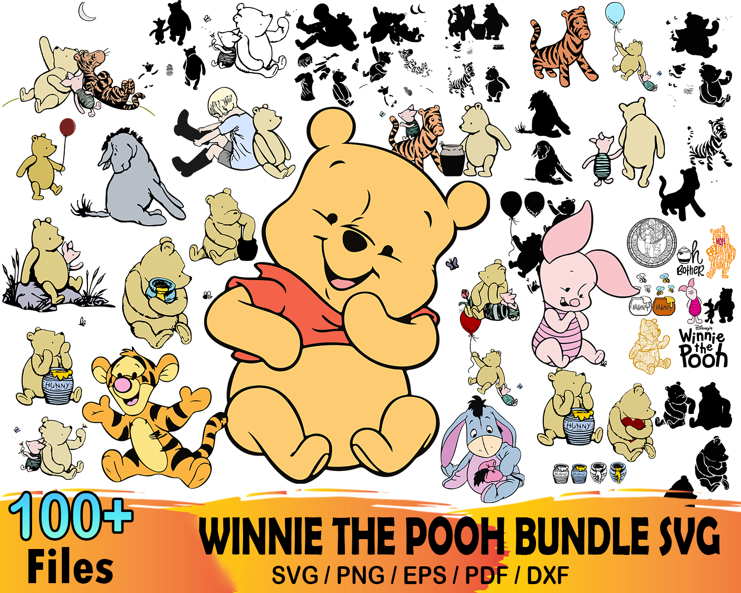 100 Winnie The Pooh Bundle Svg, Disney Svg, Pooh Characters | Inspire ...