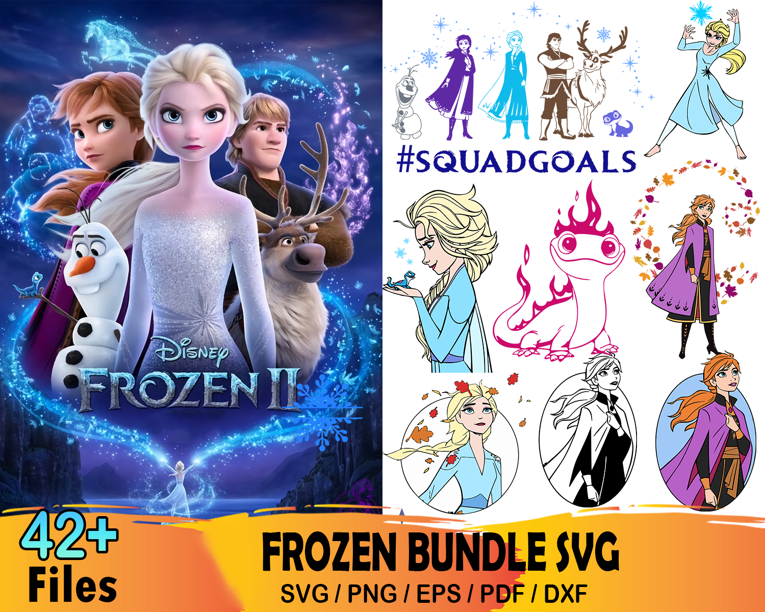 42 Frozen Svg Bundle, Frozen Svg, Frozen 2 Svg, Elsa Svg | Inspire Uplift