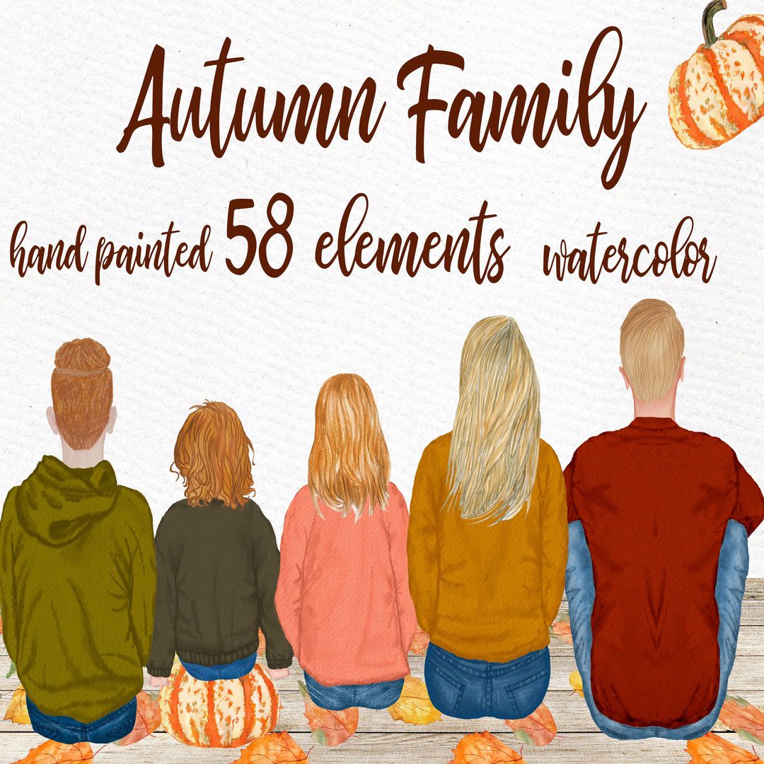 Autumn clipart: "FAMILY CLIPART" Autumn Family Custom Family - Inspire ...