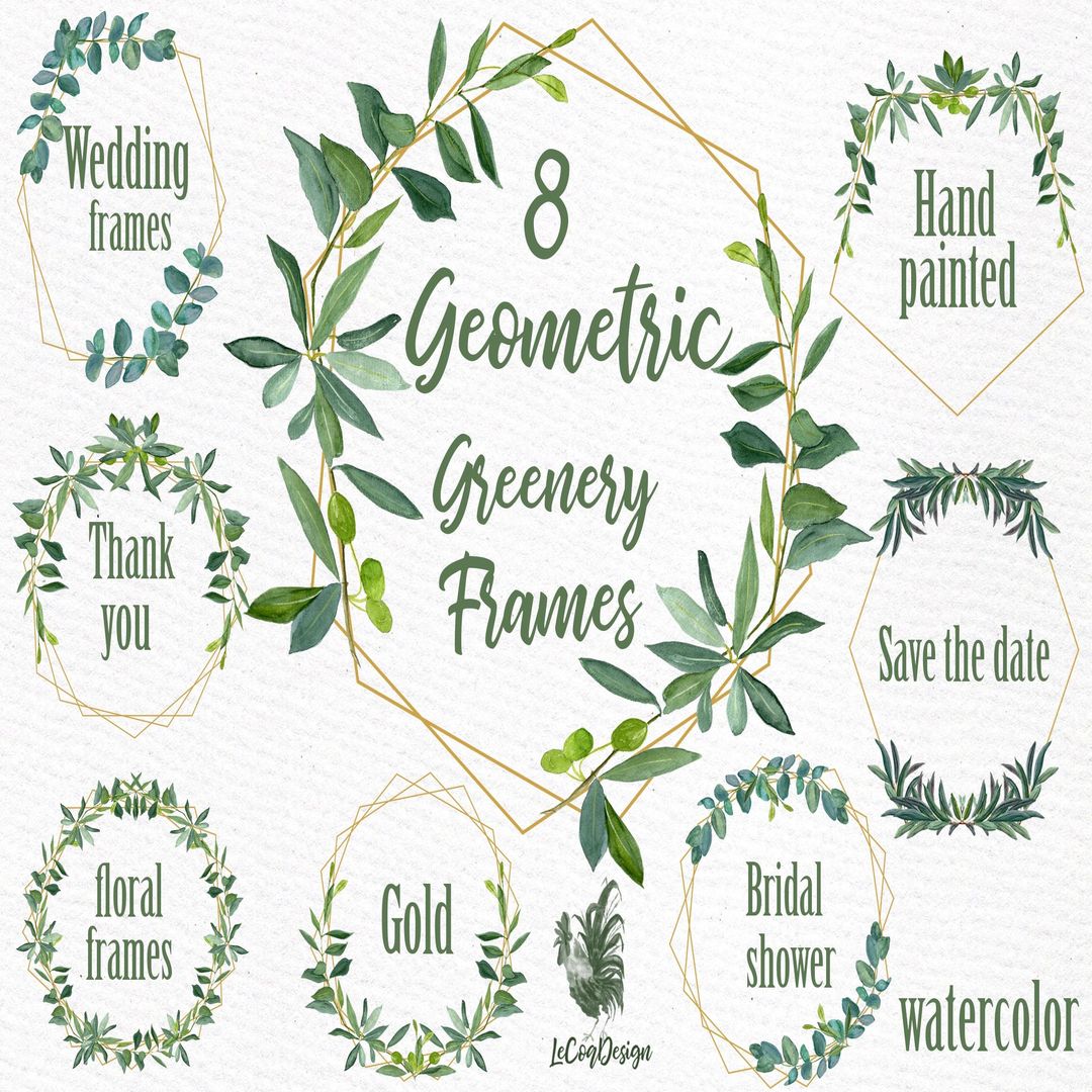 Geometric Frames clipart: "GREENERY FRAMES" Foliage Frames M | Inspire ...