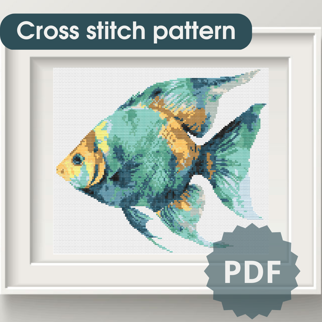 Fish cross stitch pattern, animal cross stitch chart, PDF - Inspire Uplift