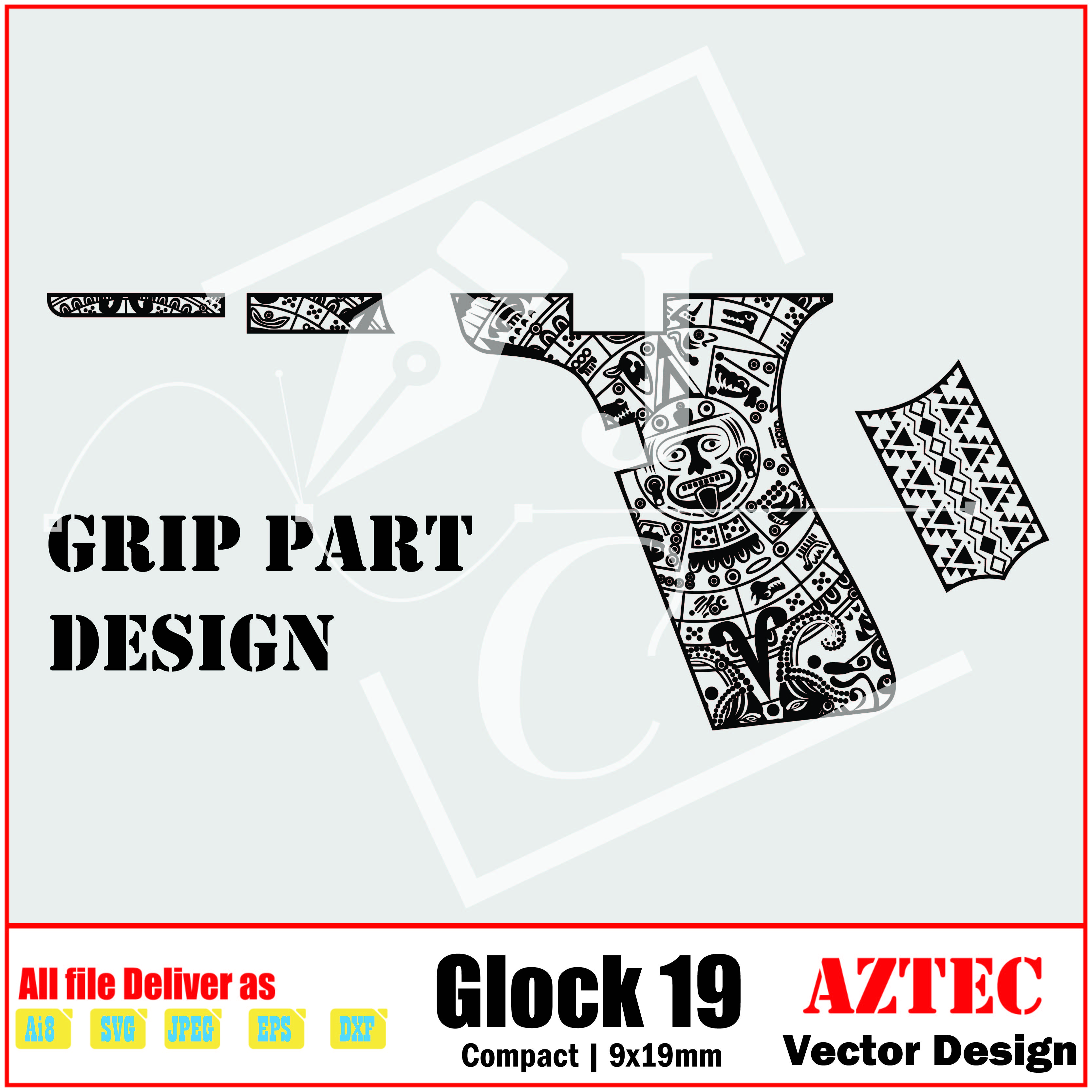 JAMAN CREATIONS Aztec vector design for Glock 19 Grip part - Inspire Uplift