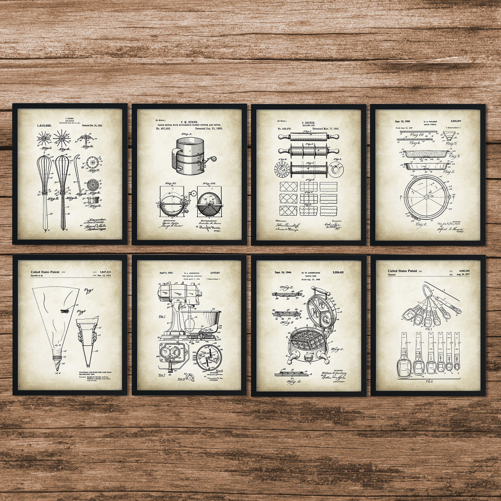 Baking Set Of 8 Patent Prints,Kitchen Wall Art, Poster Cake, | Inspire ...