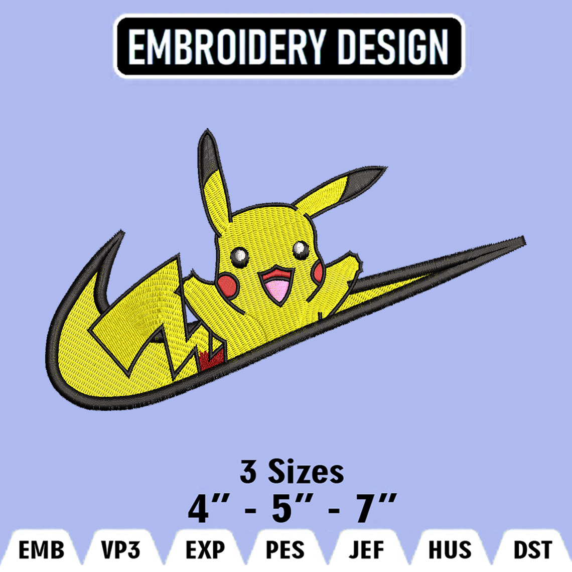 Pikachu Nike Embroidery Designs, Pikachu Embroidery Files, P | Inspire ...