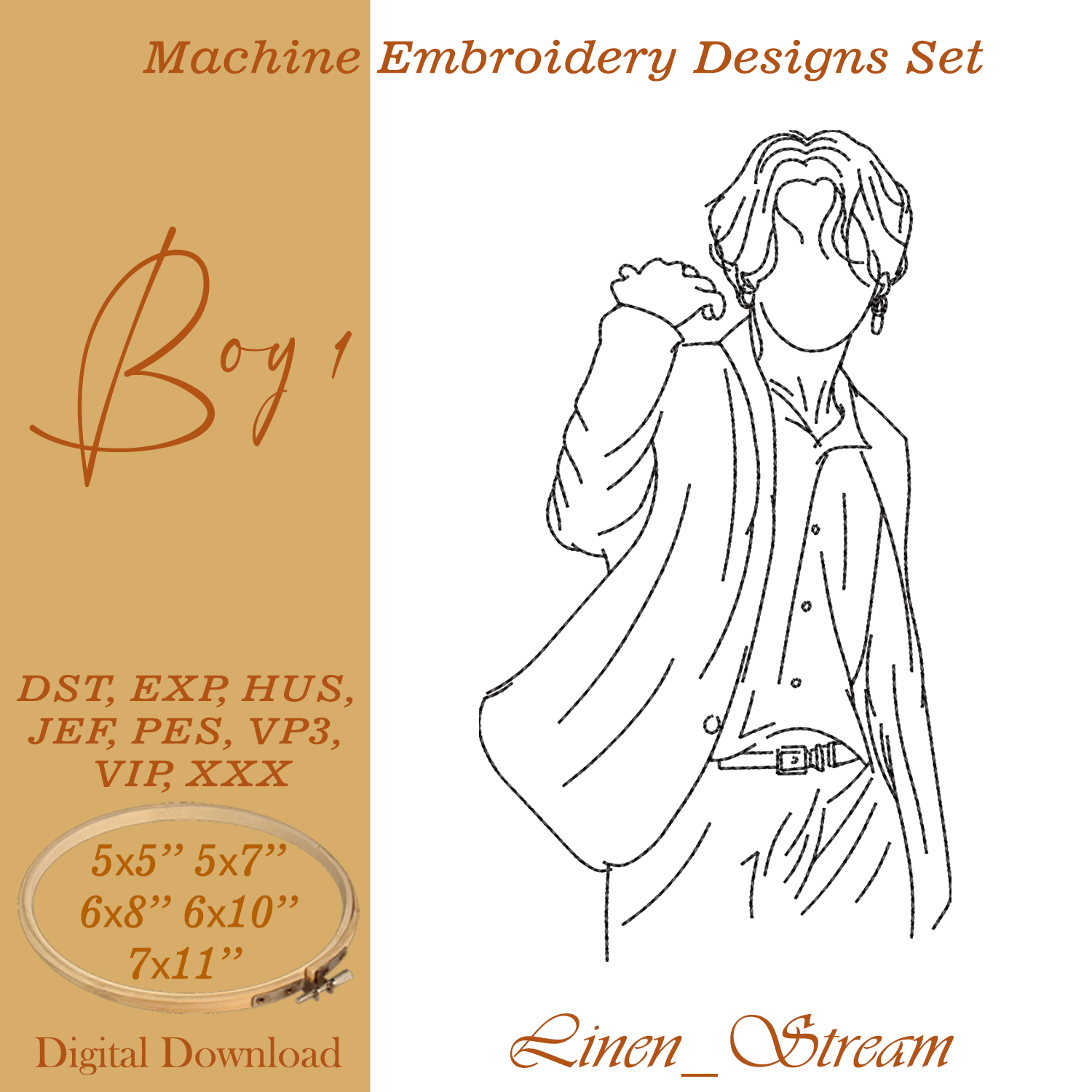Boy 1 Machine embroidery design in 8 formats | Inspire Uplift