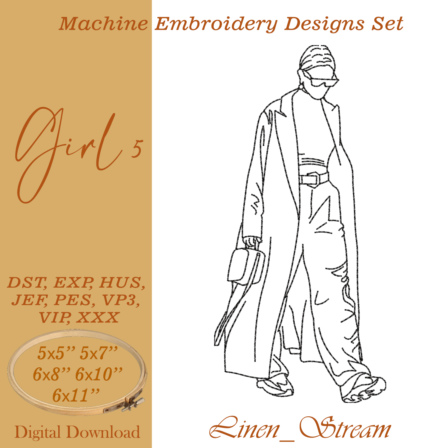 Girl 5 RW Machine embroidery design in 8 formats and 5 sizes | Inspire ...