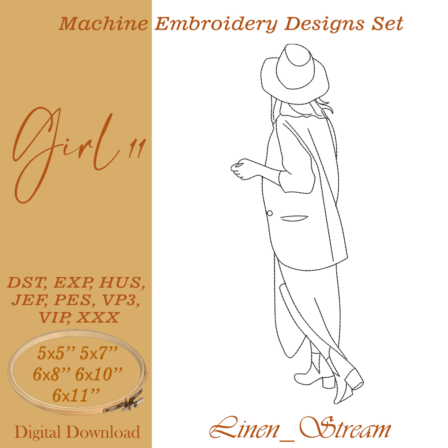Girl 11 RW Machine embroidery design in 8 formats and 5 size - Inspire ...