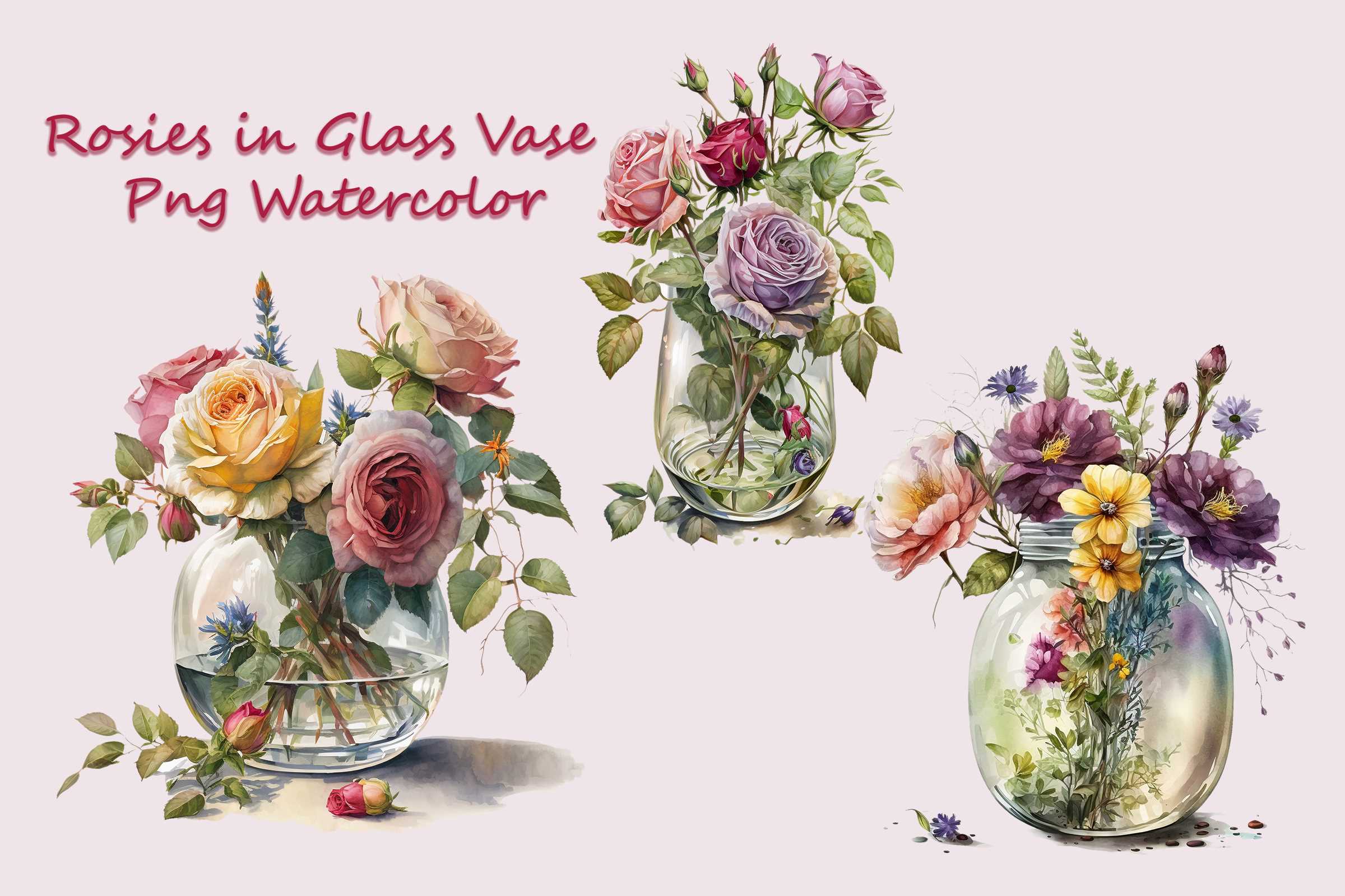 Rosies In Glass Vase Png Watercolor - Inspire Uplift