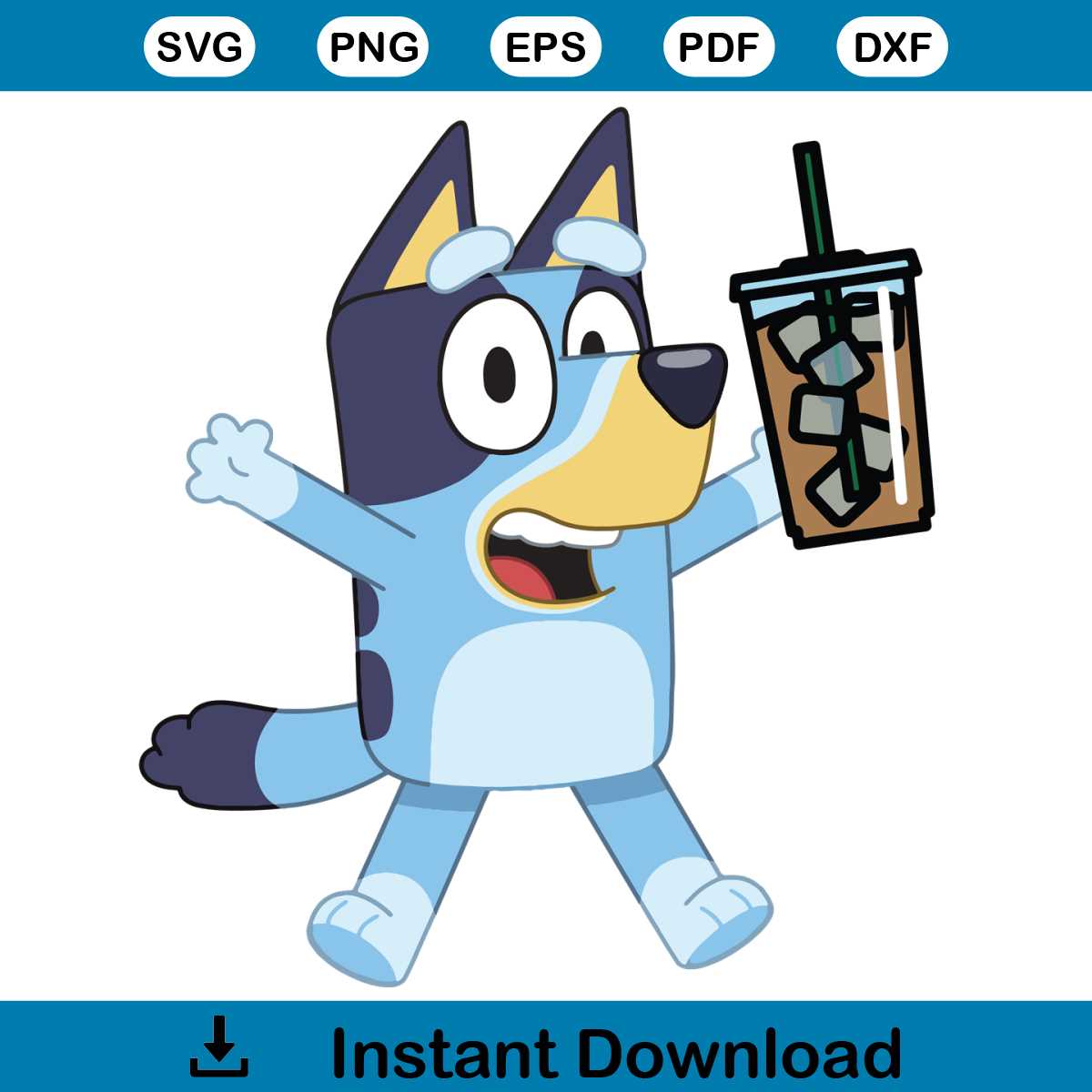 Bluey With Coffee SVG Cartoon Dog SVG Cricut For Files Desig - Inspire ...