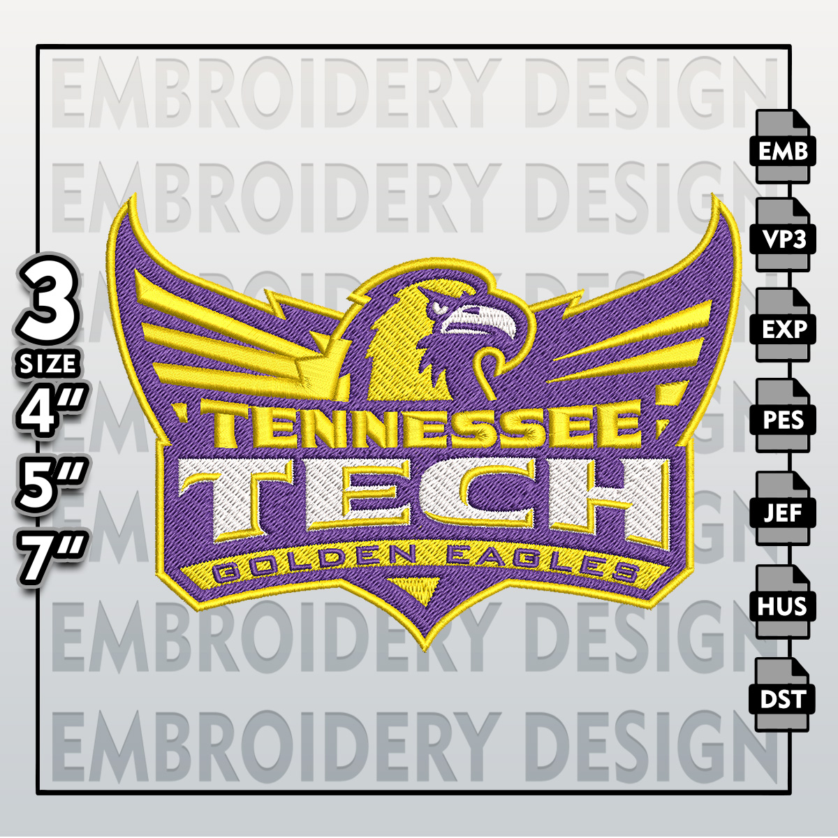 Tennessee Tech Golden Eagles Embroidery Designs, NCAA Logo E | Inspire ...