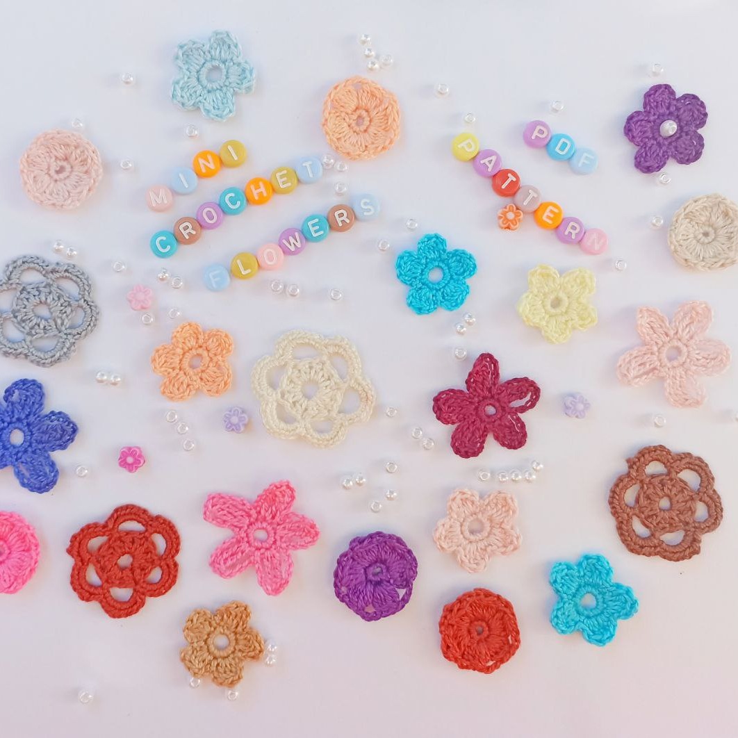 Tiny crochet flowers 5 different type mini flowers PDF patte | Inspire ...