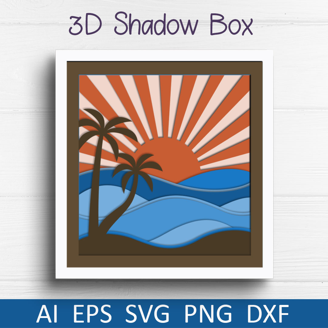 3d waves shadow box svg, Ocean shadow box layered papercut s - Inspire ...