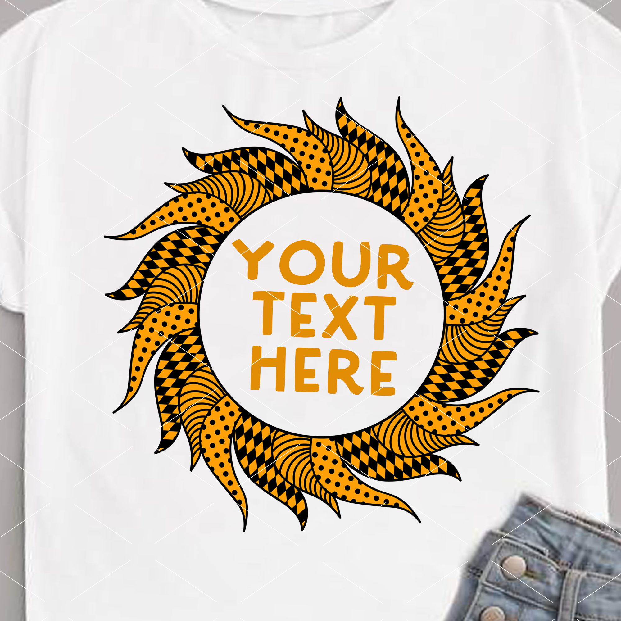 Sunflower frame graphic arts Mandala Yellow black flower cli | Inspire ...