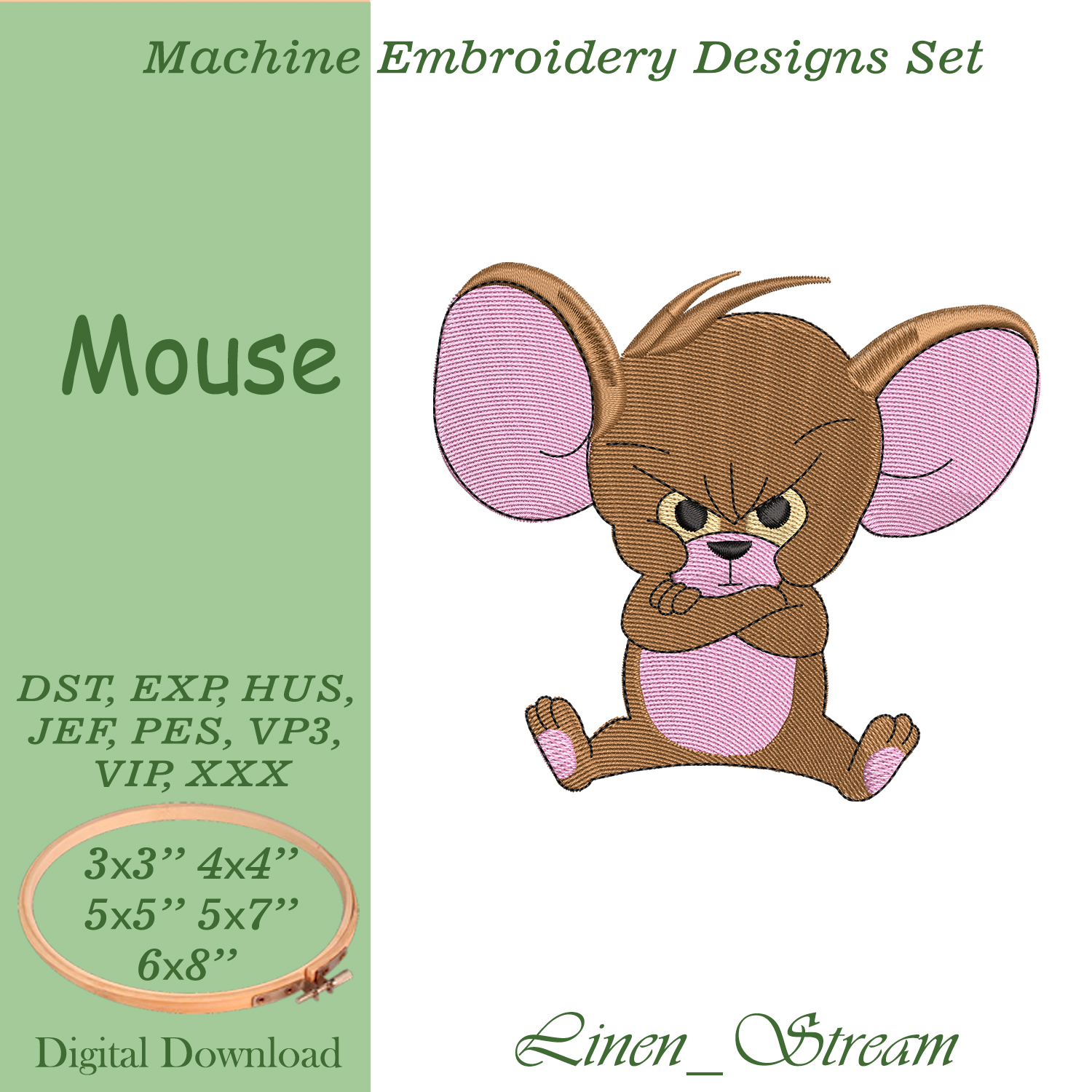 Mouse Machine embroidery design in 8 formats and 5 sizes | Inspire Uplift