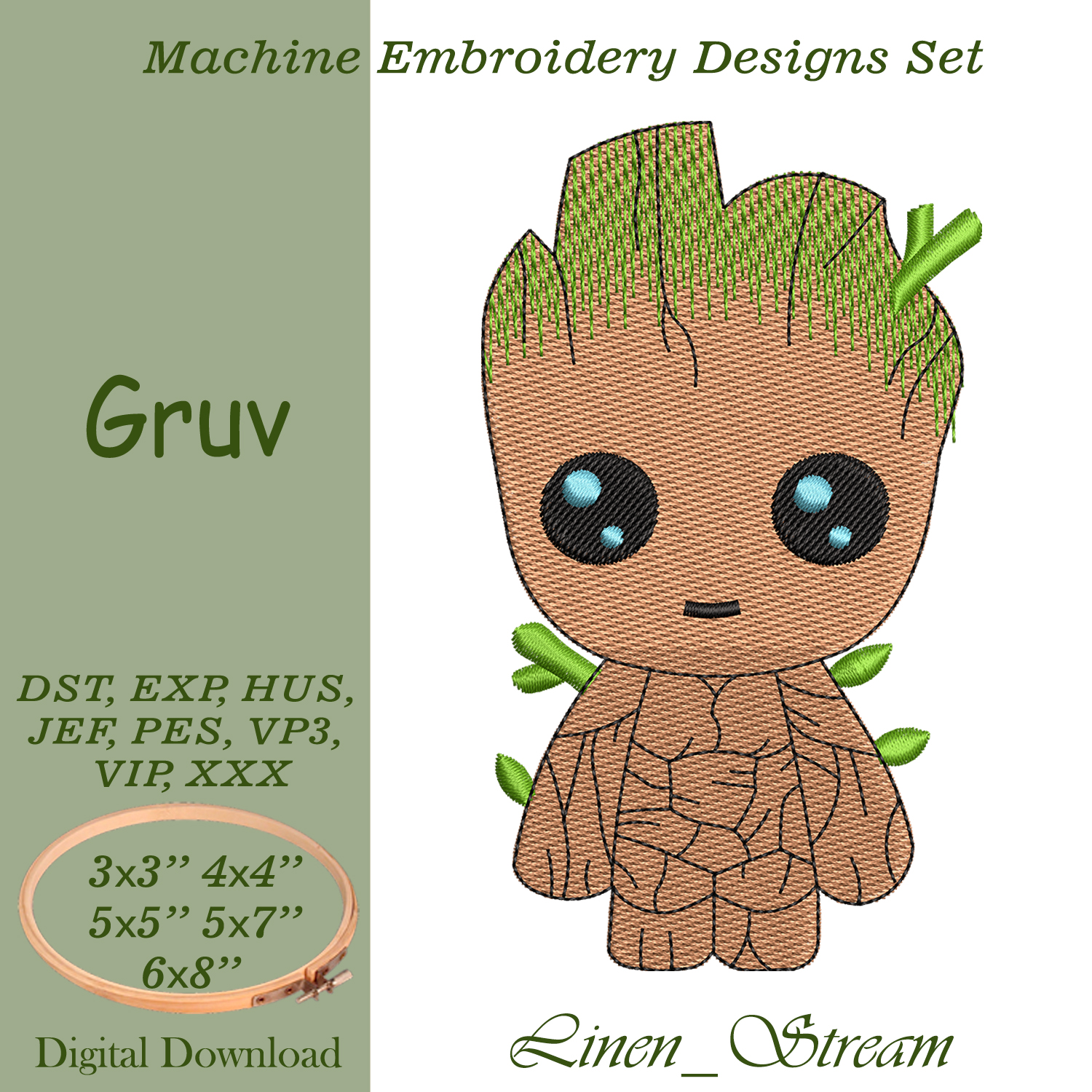 Gruv Machine embroidery design in 8 formats and 5 sizes | Inspire Uplift