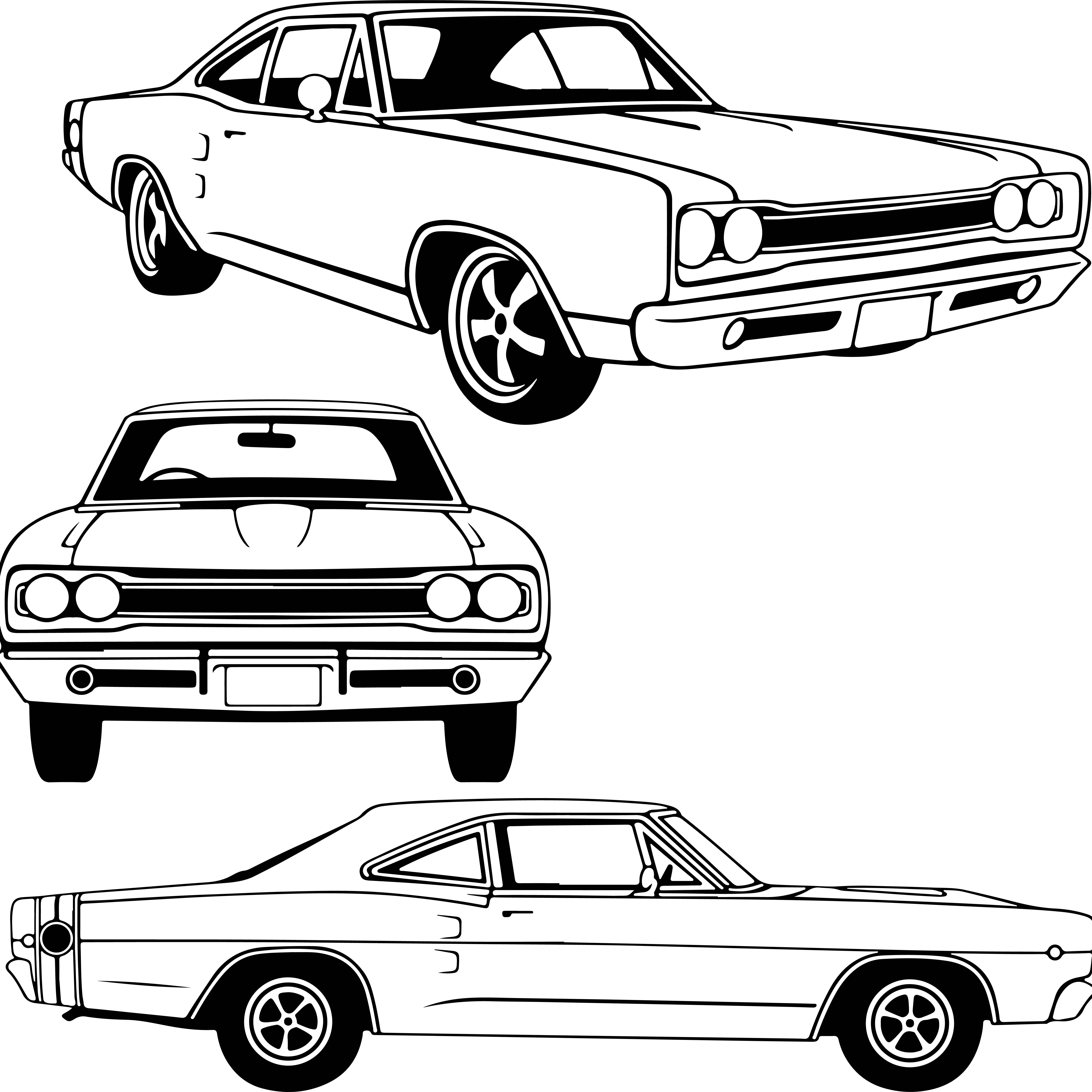 American Car 1968 Vector File Black white vector outline or - Inspire ...