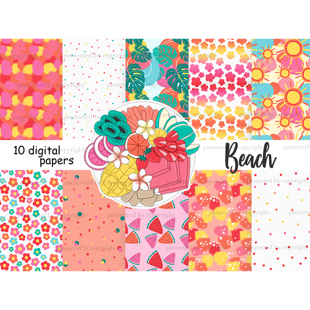 Beach Digital Paper | Flowers Tileable Pattern - Inspire Uplift