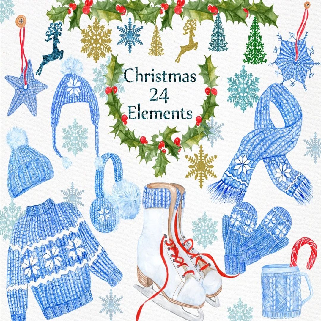 Watercolor Christmas clipart: ""WINTER CLIPART"" Christmas C | Inspire ...