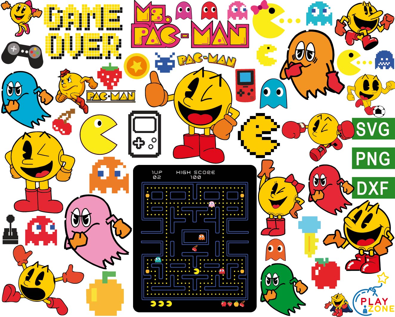 Pacman game svg, Pacman and Ghost svg, Pacman characters svg - Inspire ...